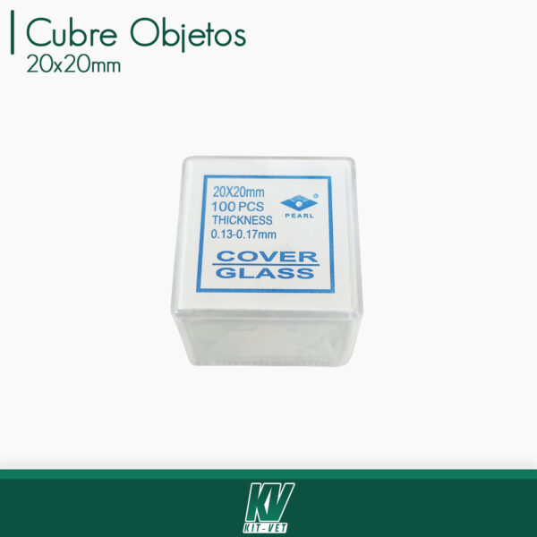 Cubre objeto de vidrio 20x20mm. - Kit-Vet